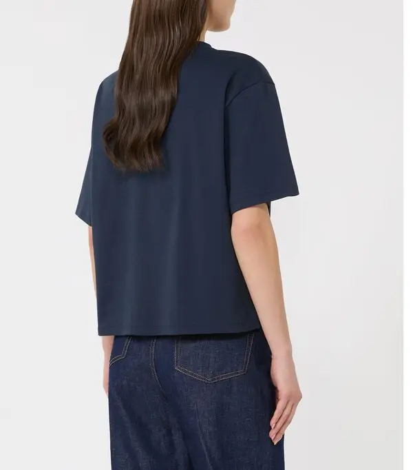 Max Mara Cotton Embroidered T-shirt - Blue