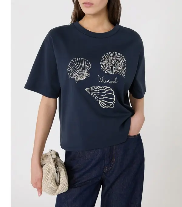 Max Mara Cotton Embroidered T-shirt - Blue