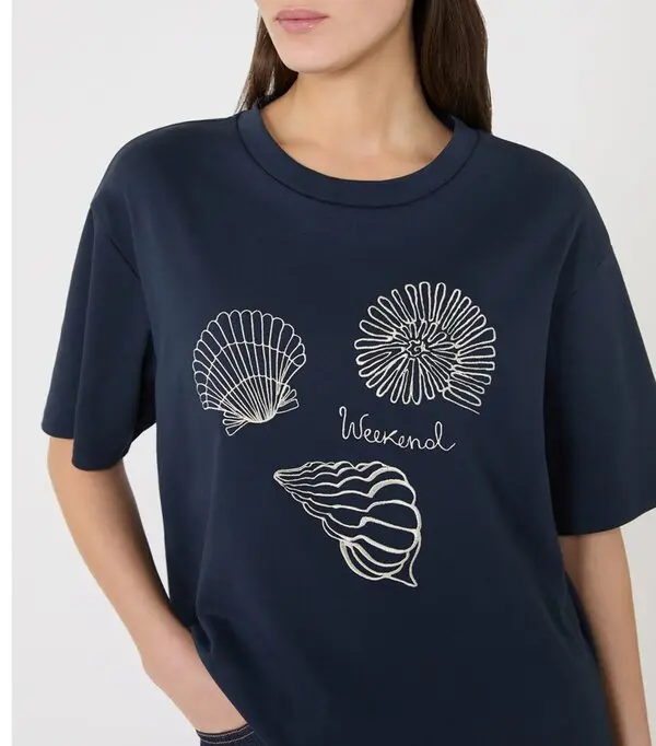 Max Mara Cotton Embroidered T-shirt - Blue