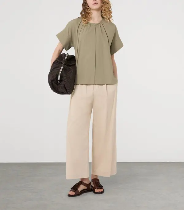 Max Mara Cotton Cropped Wide-leg Trousers