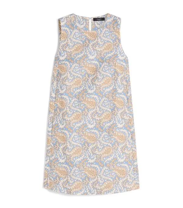 Max Mara Cotton-blend A-line Mini Dress With Floral Print - Blue