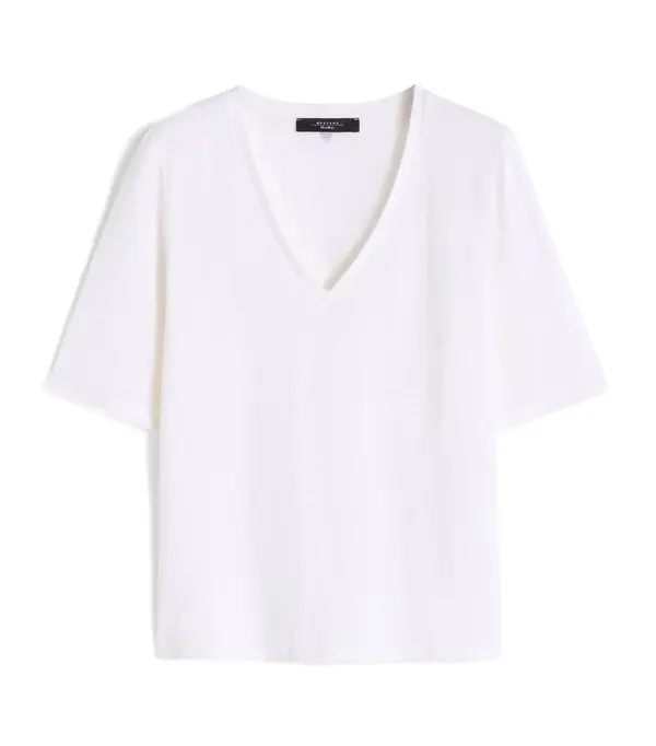 Max Mara Linen-blend V-neck T-shirt