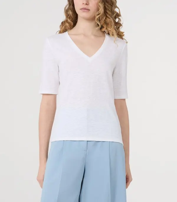 Max Mara Linen-blend V-neck T-shirt
