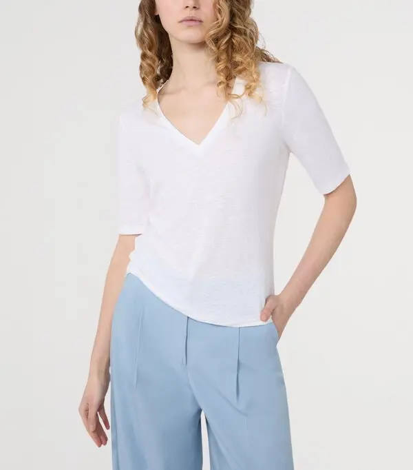 Max Mara Linen-blend V-neck T-shirt