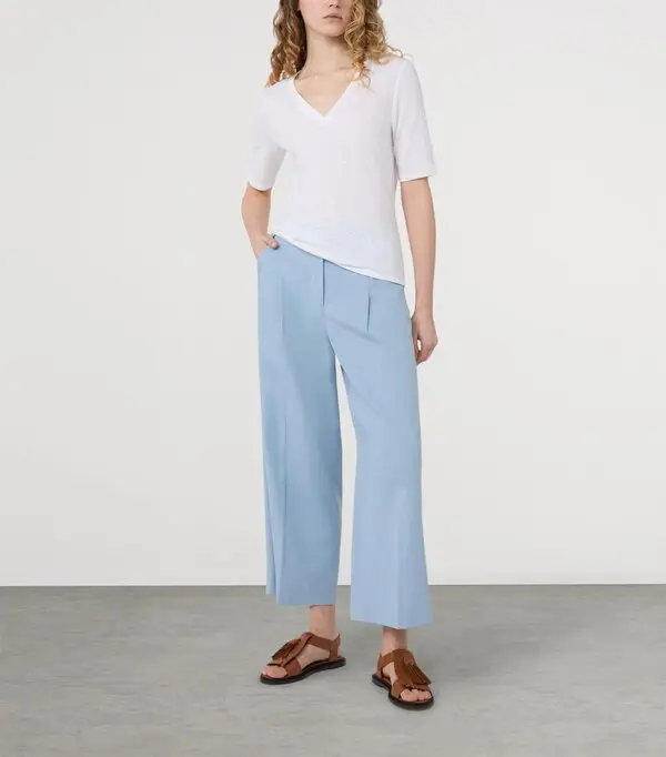 Max Mara Linen-blend V-neck T-shirt