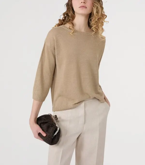 Max Mara Linen Cropped-sleeve Sweater