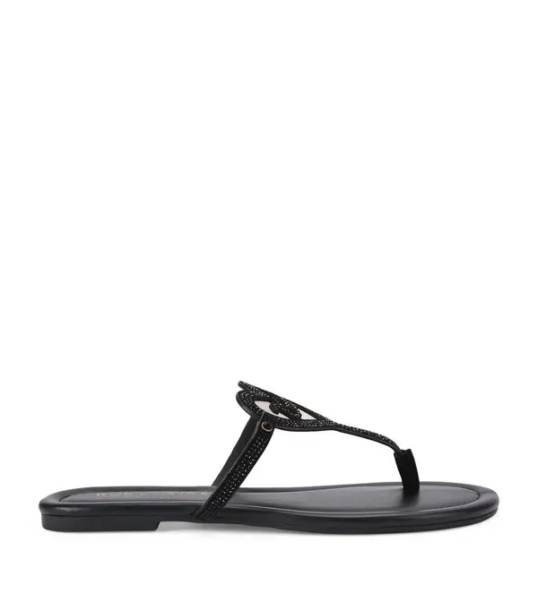 Kurt Geiger Leather Heart T-bar Sandals - Black