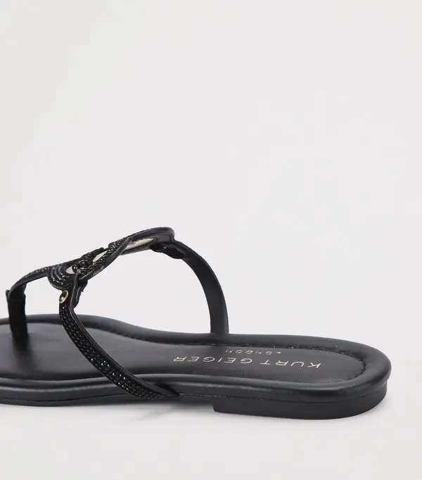 Kurt Geiger Leather Heart T-bar Sandals - Black
