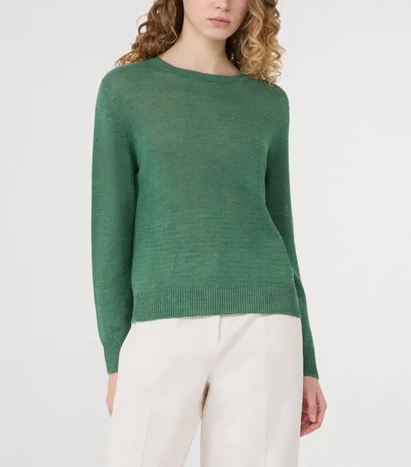Max Mara Linen Crew-neck Sweater - Green
