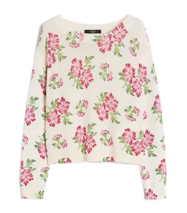 Max Mara Floral Cotton Sweater - White