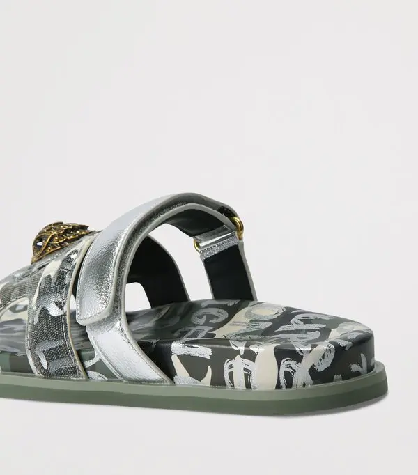 Kurt Geiger Leather Eagle Slides - Green