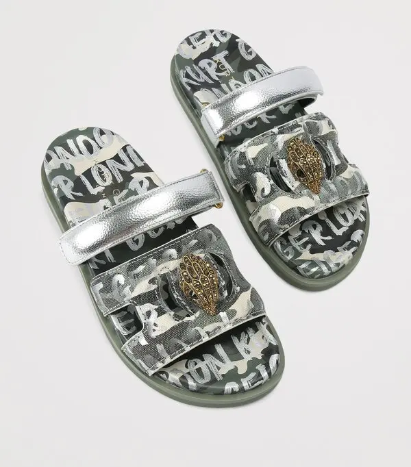 Kurt Geiger Leather Eagle Slides - Green