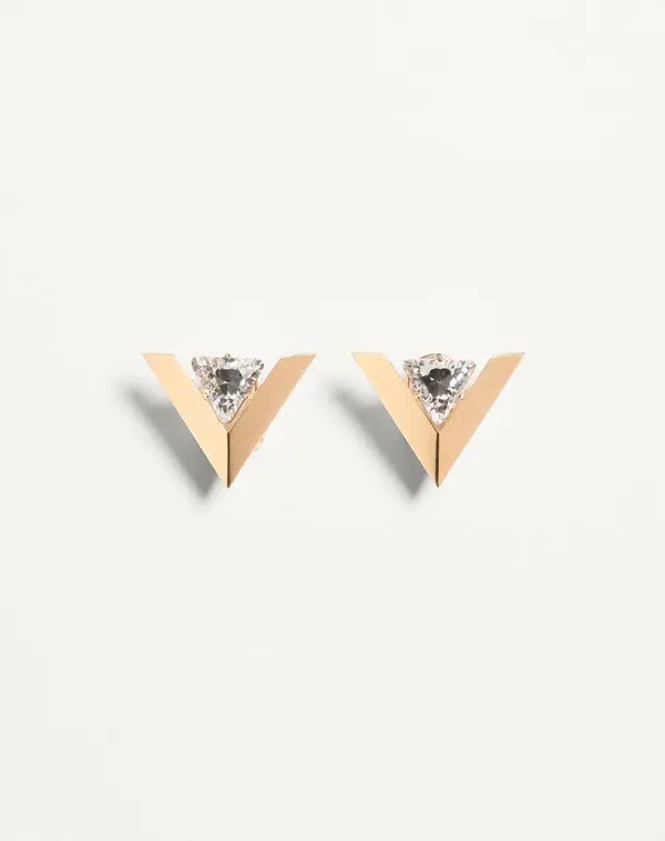 Valentino Garavani Je Les V Metal And Crystal Earrings - Gold/crystal