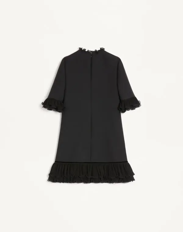 Valentino Garavani Crepe Couture Short Dress With Pleated Ruffles