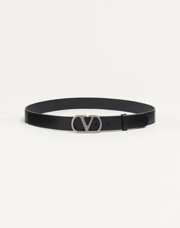Valentino Garavani Vlogo Signature Calfskin Belt - Black