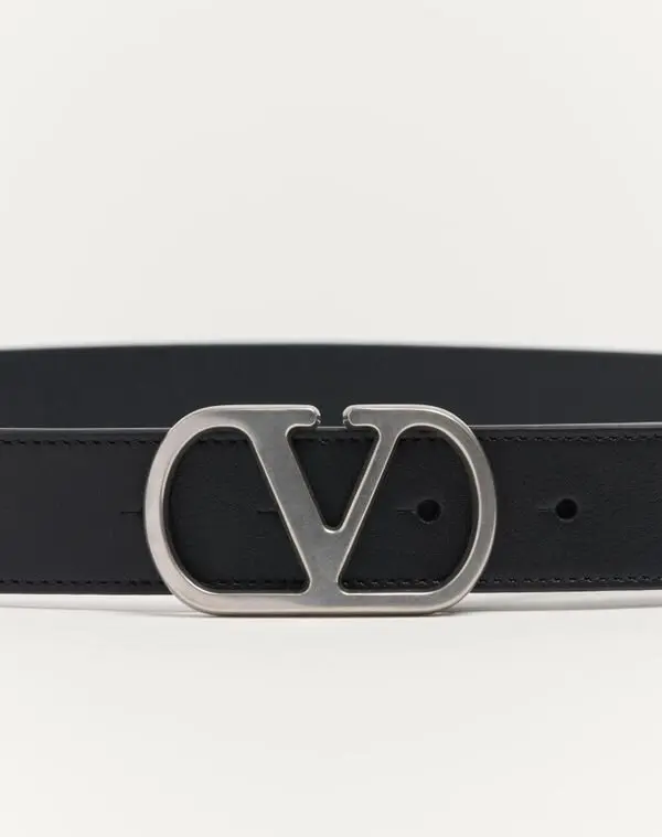 Valentino Garavani Vlogo Signature Calfskin Belt - Black
