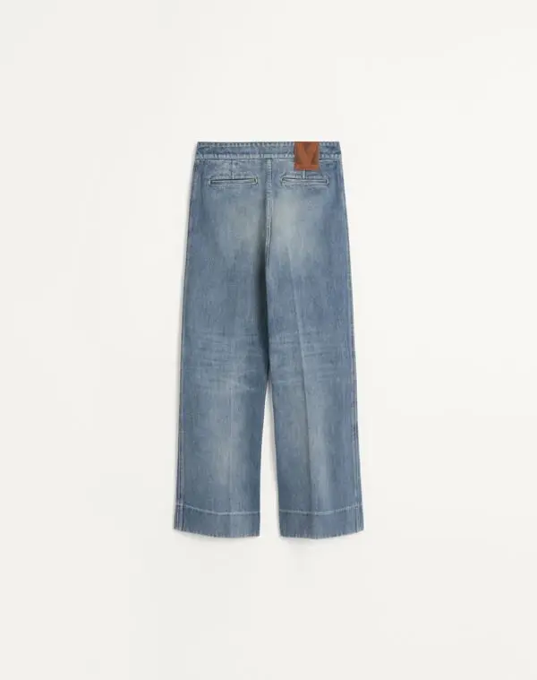 Valentino Garavani Denim Trousers With V Gold