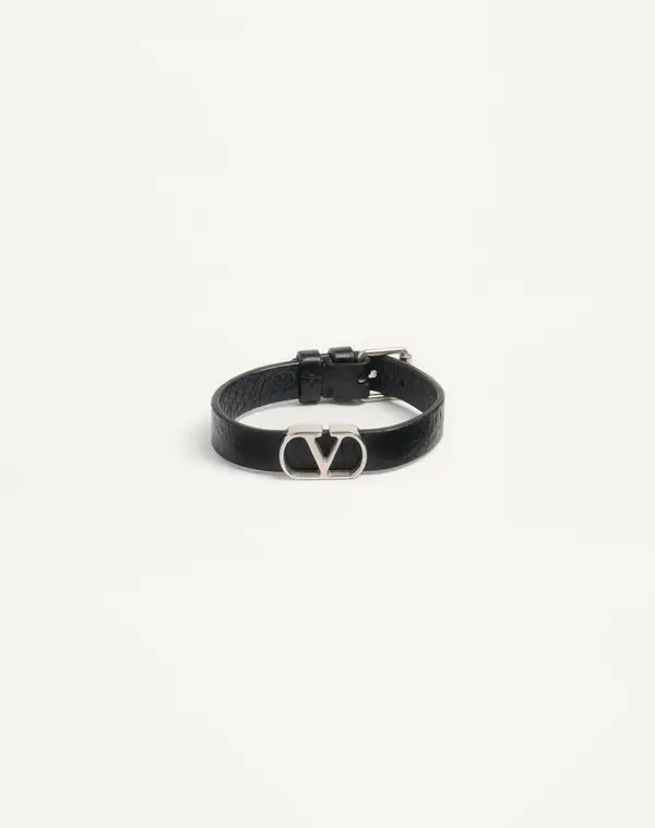 Valentino Garavani Vlogo Signature Grainy Calfskin Bracelet - Black