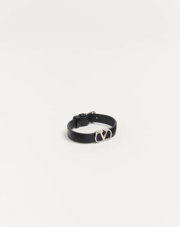 Valentino Garavani Vlogo Signature Grainy Calfskin Bracelet - Black