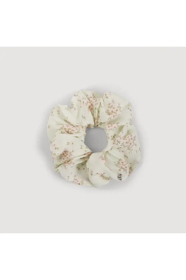 Sandro Floral Print Cotton Scrunchie - Green