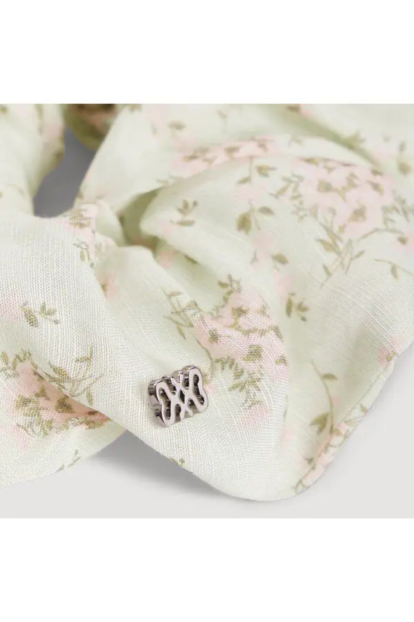 Sandro Floral Print Cotton Scrunchie - Green