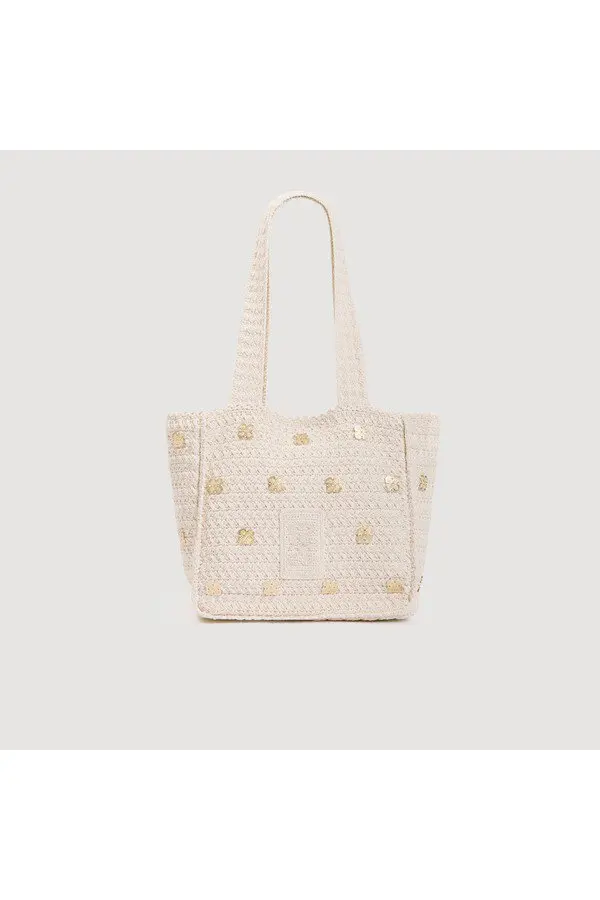 Sandro Crochet Mesh Bag With Charms