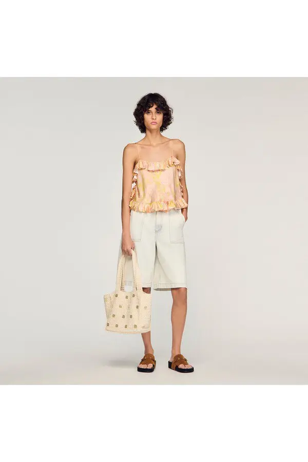 Sandro Crochet Mesh Bag With Charms