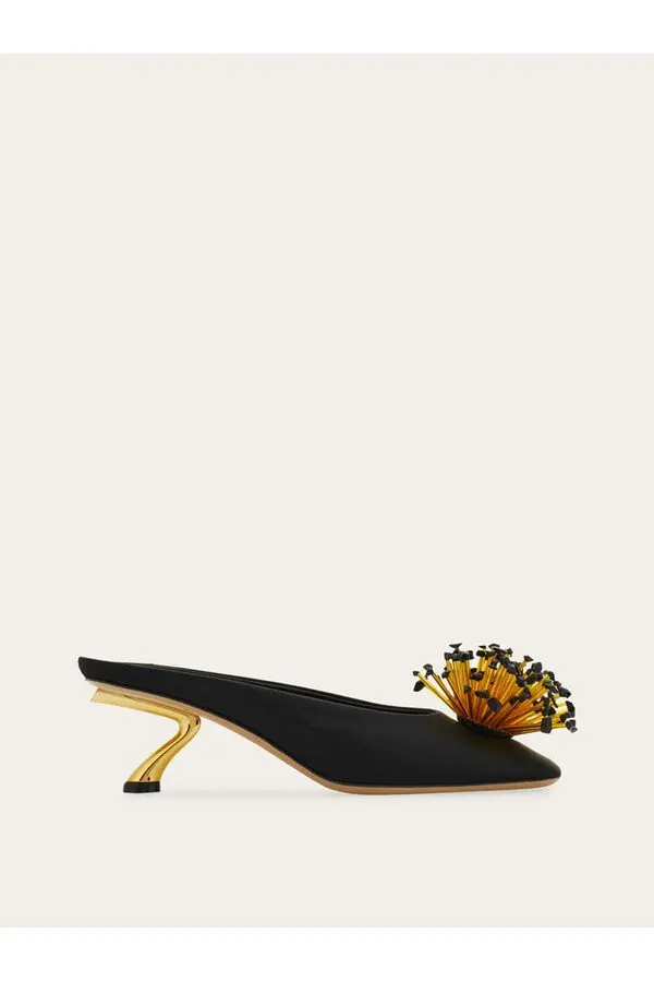 FERRAGAMO S-shaped Heel Mule - Black