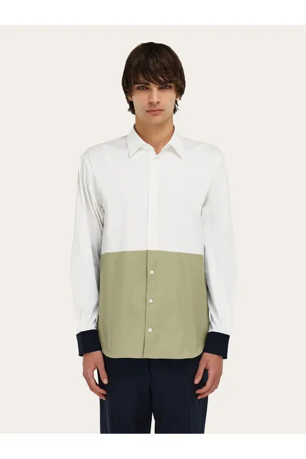 FERRAGAMO Color Block Shirt - Natural
