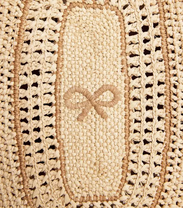 ANYA HINDMARCH Raffia Shoulder Bag With Leather Trim And Bow Detail