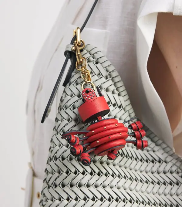 ANYA HINDMARCH Raffia Leather-detail Crab Keyring