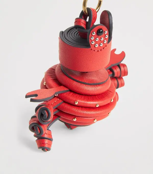 ANYA HINDMARCH Raffia Leather-detail Crab Keyring