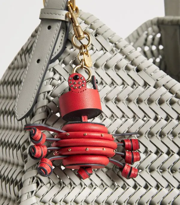 ANYA HINDMARCH Raffia Leather-detail Crab Keyring