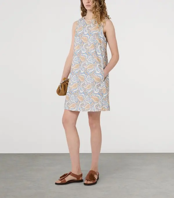 Max Mara Cotton-blend Floral Print Mini Dress