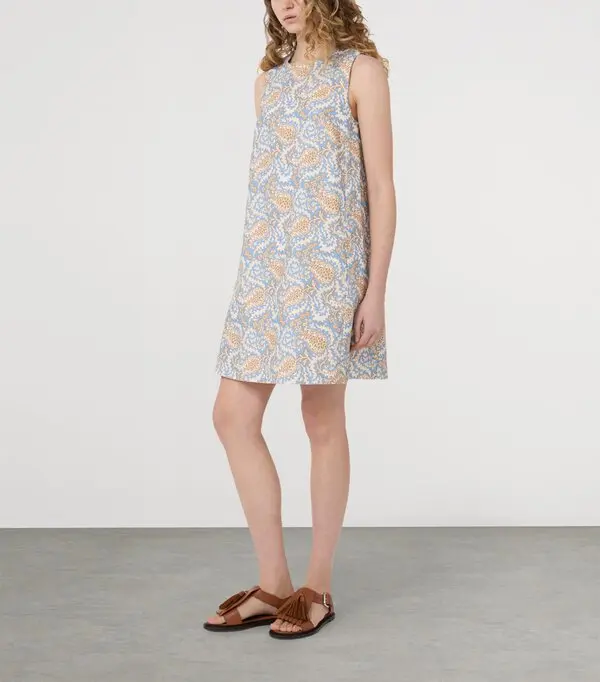 Max Mara Cotton-blend Floral Print Mini Dress
