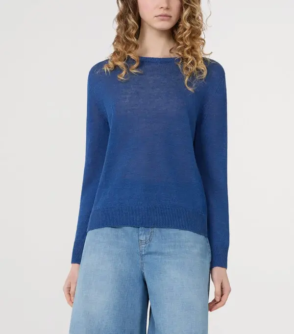 Max Mara Linen Crew-neck Sweater - Blue