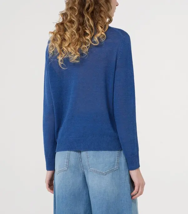Max Mara Linen Crew-neck Sweater - Blue