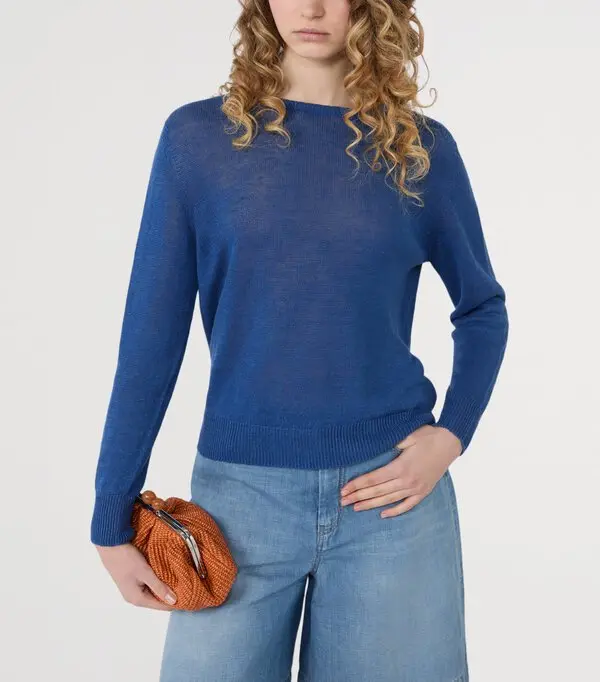 Max Mara Linen Crew-neck Sweater - Blue