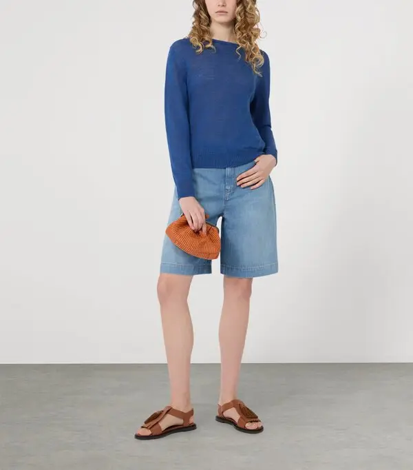 Max Mara Linen Crew-neck Sweater - Blue