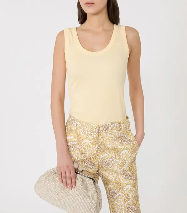 Max Mara Stretch-cotton Ribbed Tank Top - Yellow