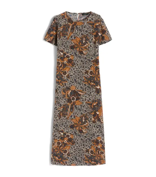 Max Mara Silk Crepe De Chine Midi Dress - Blue
