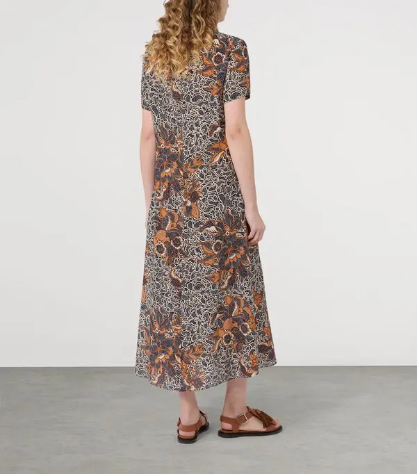 Max Mara Silk Crepe De Chine Midi Dress - Blue