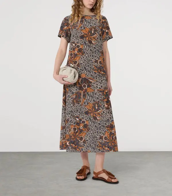 Max Mara Silk Crepe De Chine Midi Dress - Blue