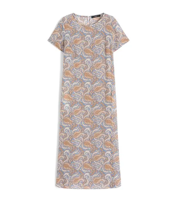 Max Mara Silk Floral Print Midi Dress