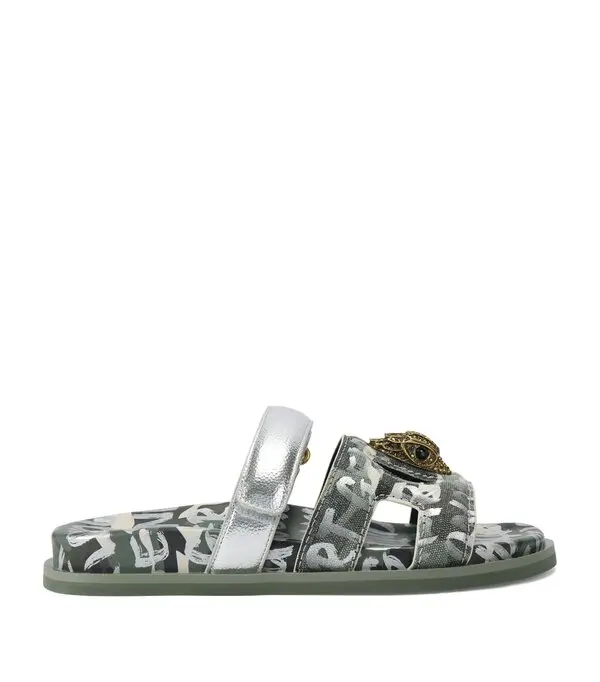 Kurt Geiger Leather Eagle Slides - Green