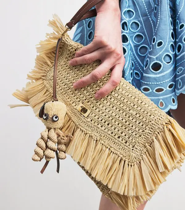ANYA HINDMARCH Raffia Leather-detail Octopus Keyring