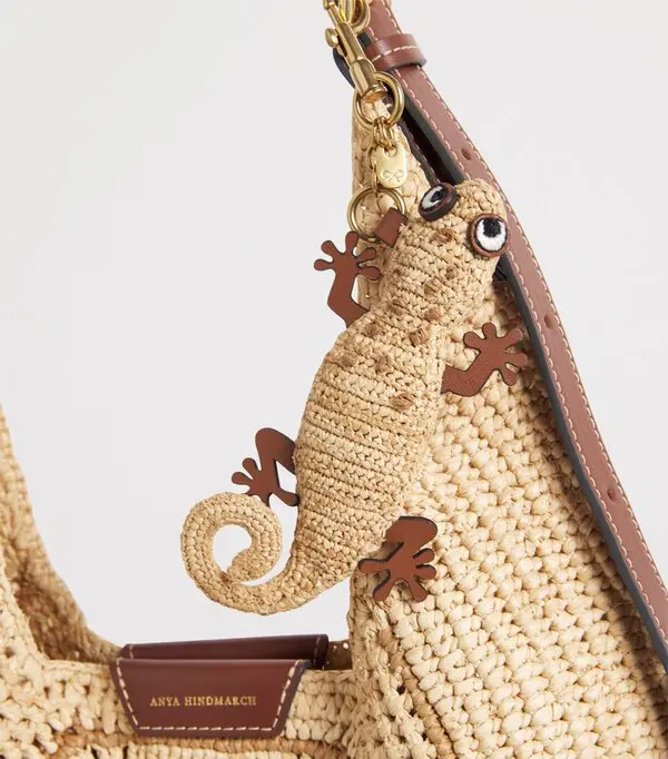ANYA HINDMARCH Raffia Leather-detail Gecko Keyring