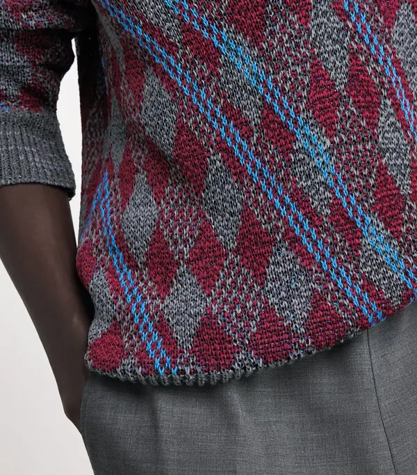 Dries Van Noten Argyle Open-collar Sweater