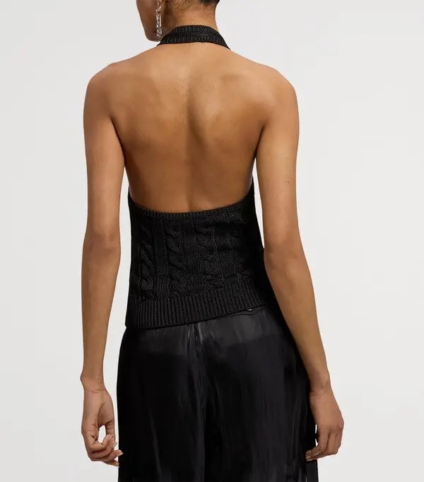 Ralph Lauren Silk Cable-knit Halterneck Top