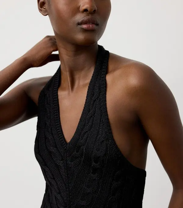 Ralph Lauren Silk Cable-knit Halterneck Top